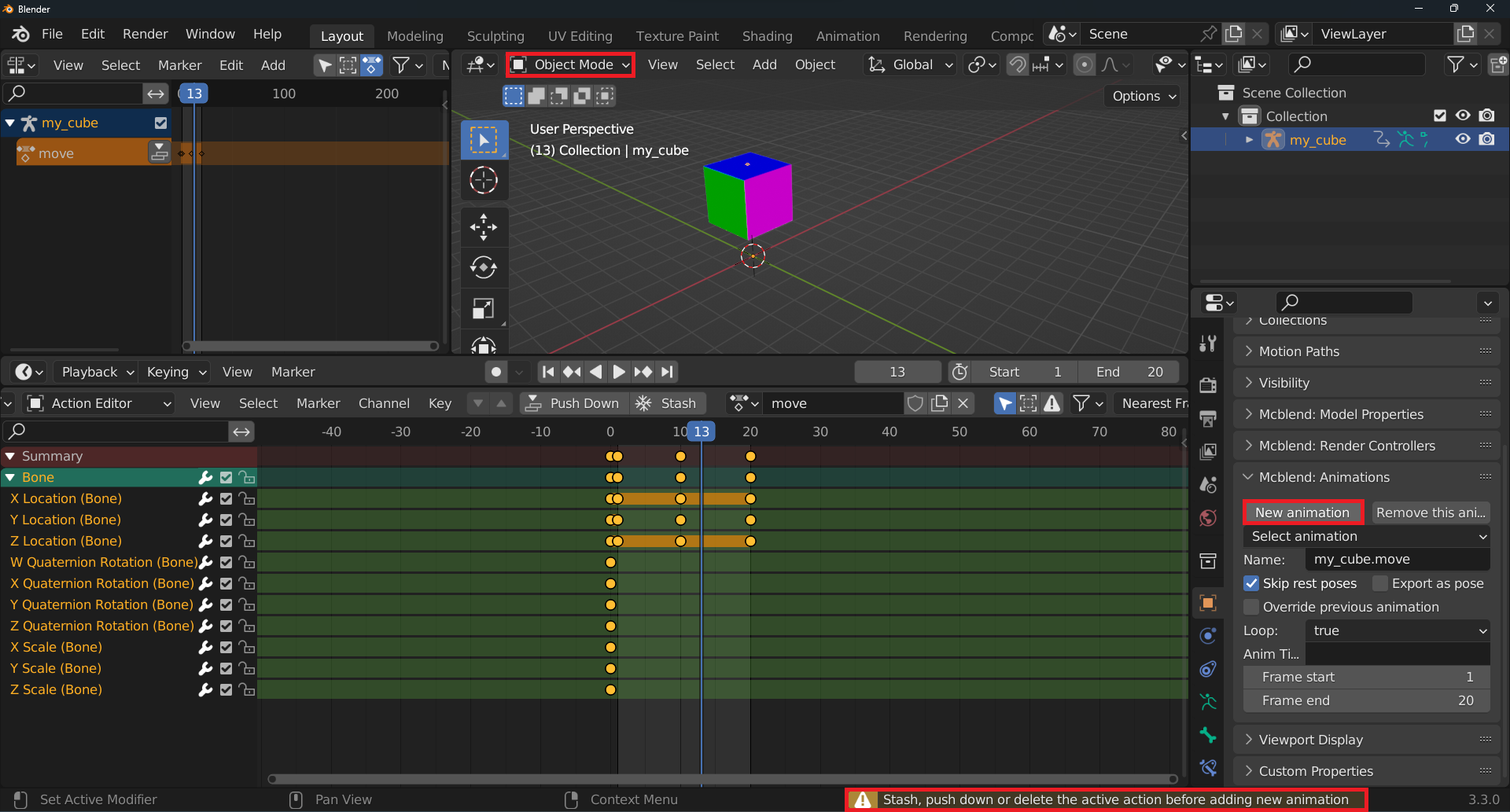 Creating animations from scratch — mcblend 10.2.0 documentation